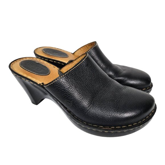 Born | Shoes | Born Loggia Black Pebbled Leather Wedge Heel Open Back ...